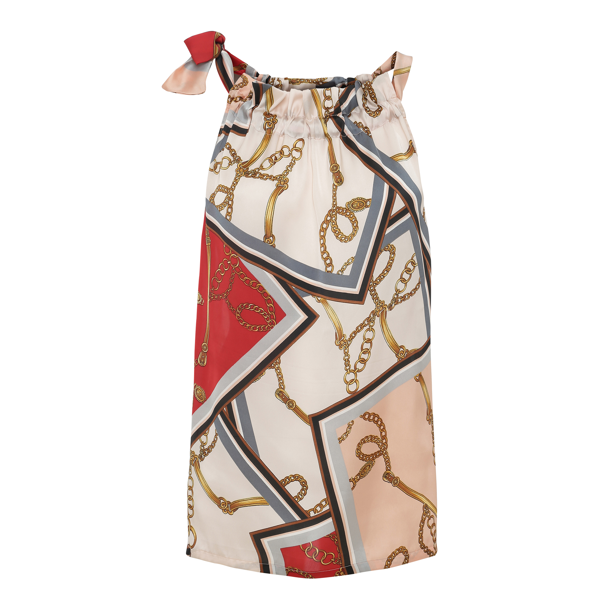 Red Chain Ruffle Tie Top | KARMAMIA Copenhagen